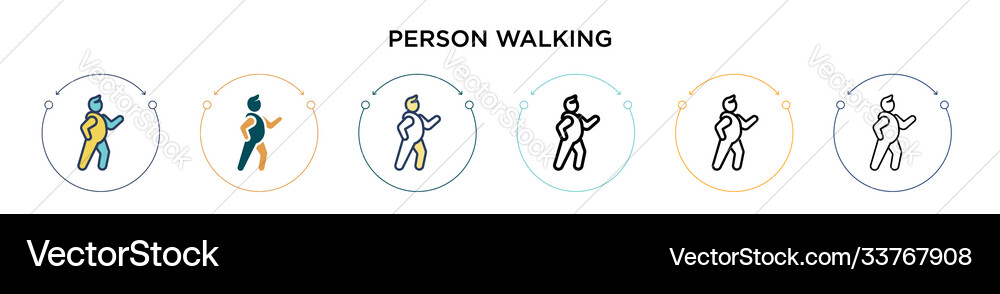 Person walking icon in filled thin line outline Vector Image