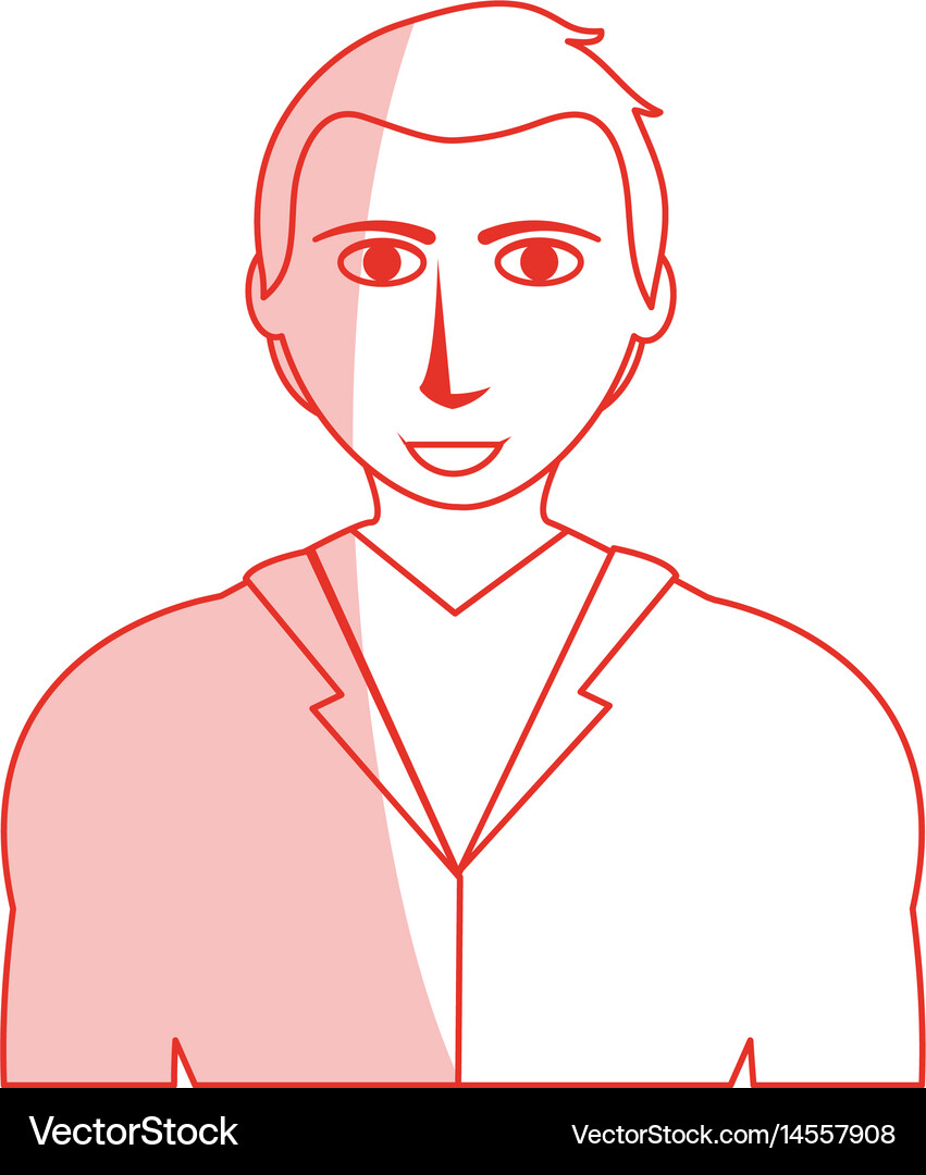 Red silhouette shading cartoon half body man Vector Image