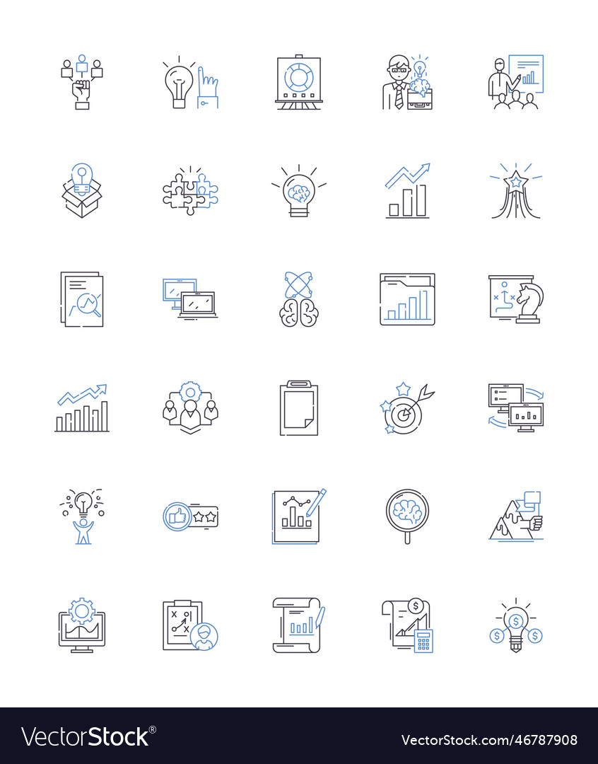 Resource Allocation Line Icons Collection Vector Image