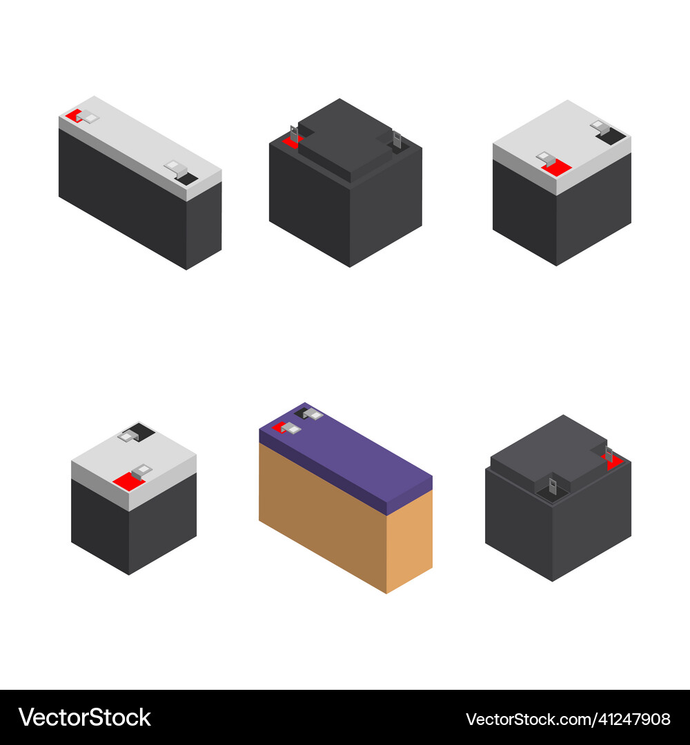 Set of different rechargeable batteries 3d Vector Image