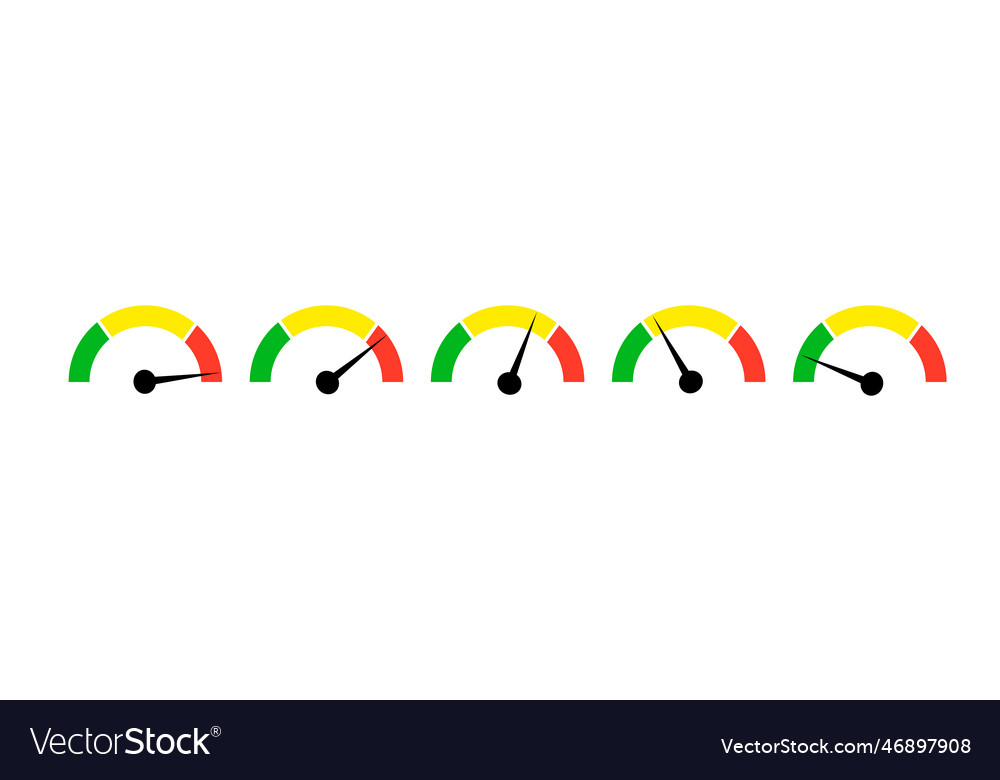 Speedometer Gauge Meter Icons Scale Level Vector Image