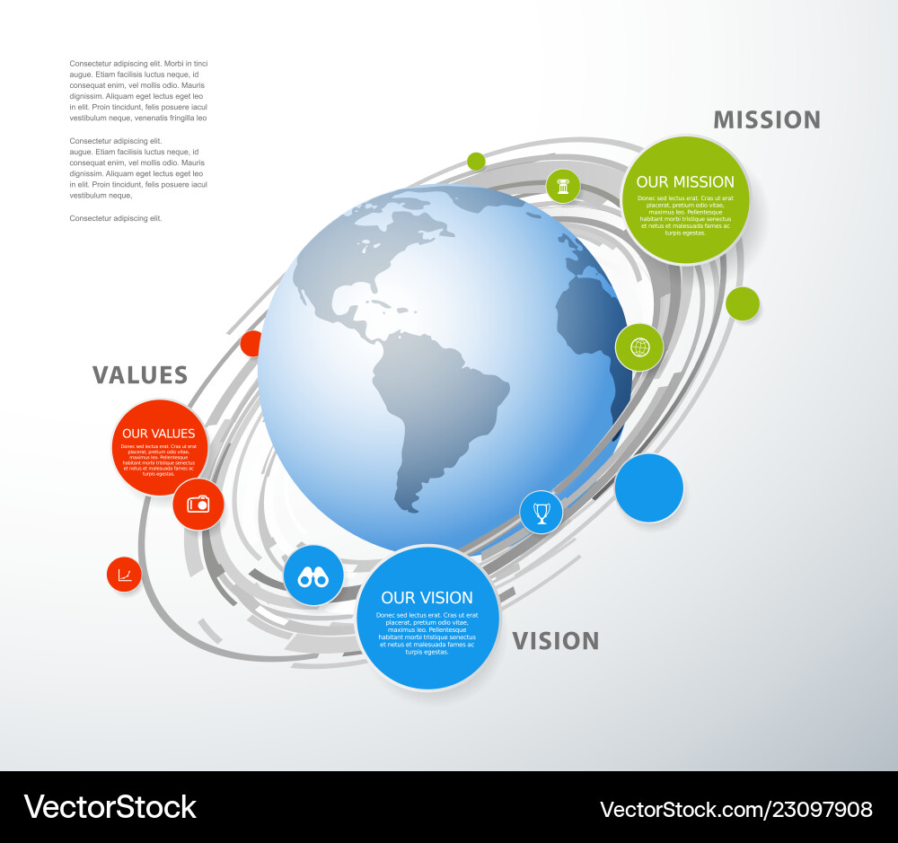 Template with colorful circles and mission vision Vector Image