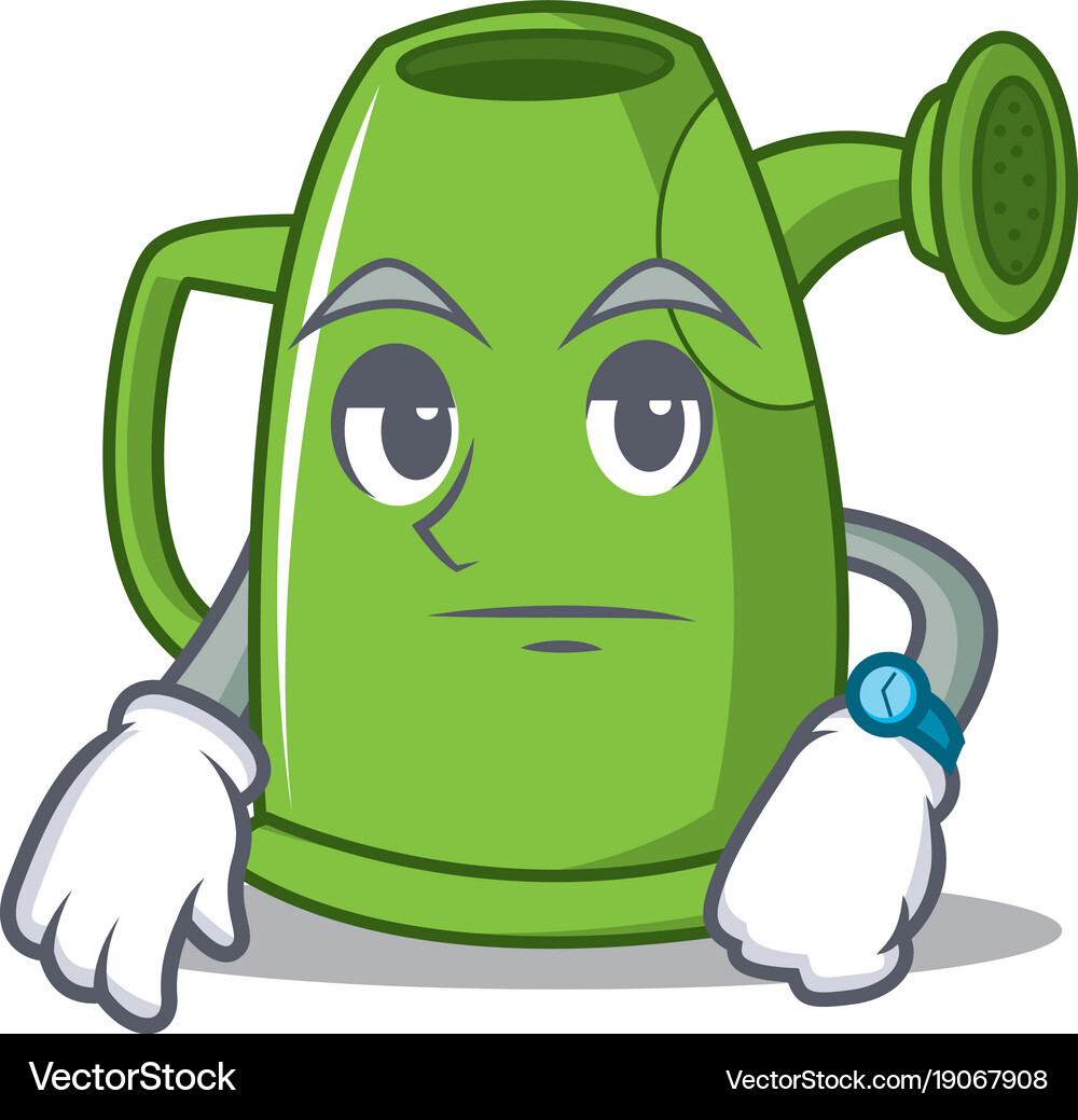 Waiting watering can character cartoon Royalty Free Vector