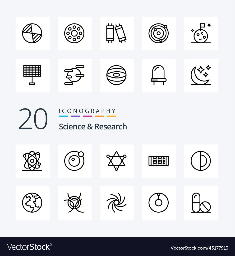 20 science line icon pack like planet sun space Vector Image