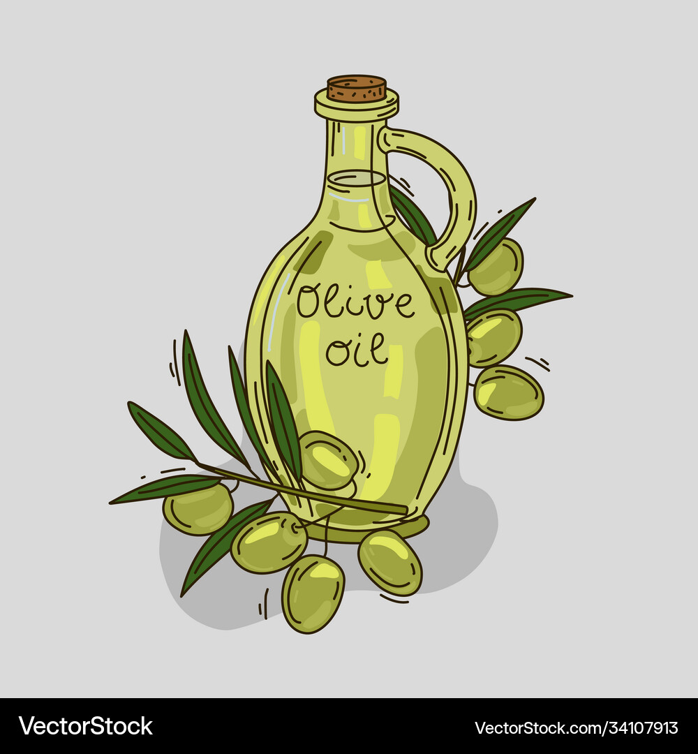A glass jar with olive oil Royalty Free Vector Image