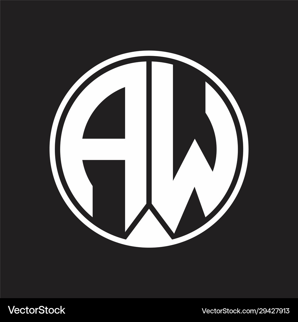 Aw logo monogram circle with piece ribbon style Vector Image