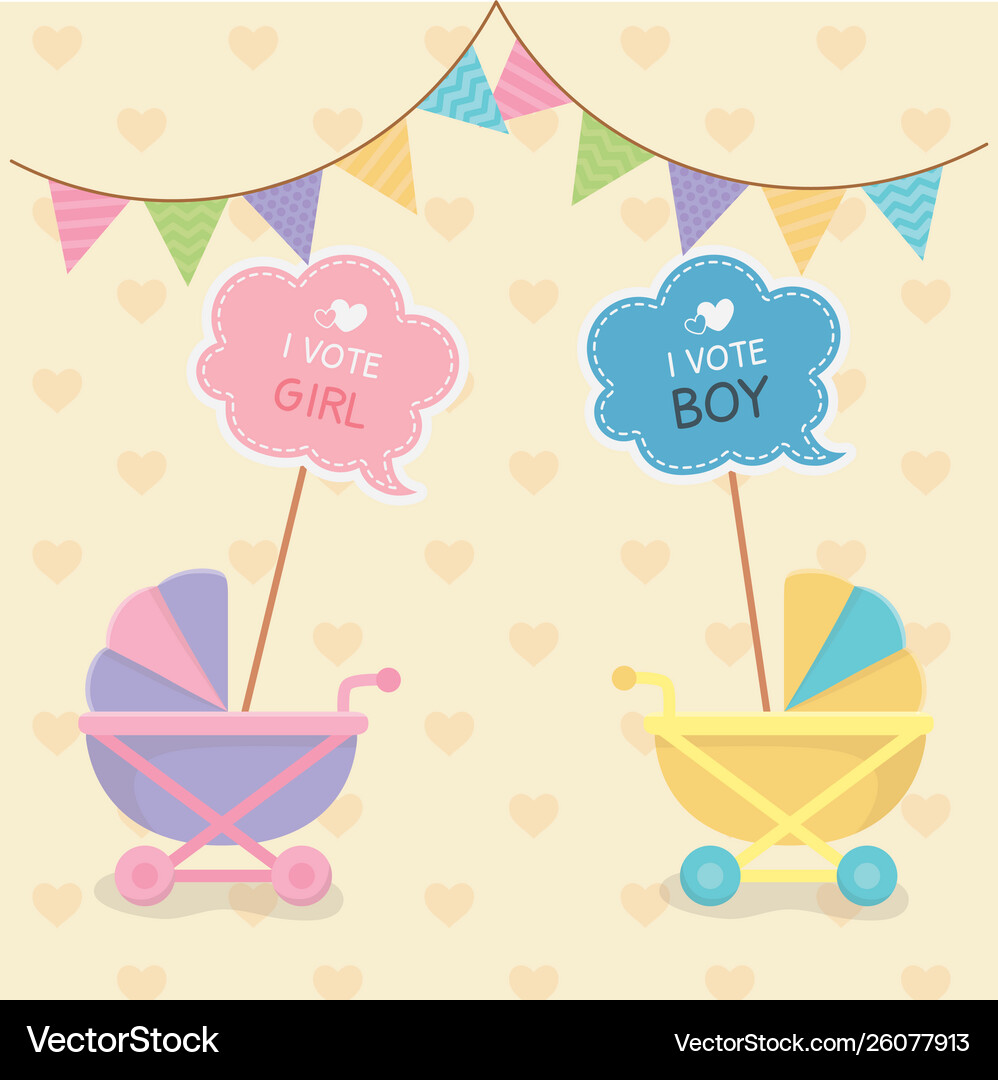 Baby shower card with carts Royalty Free Vector Image