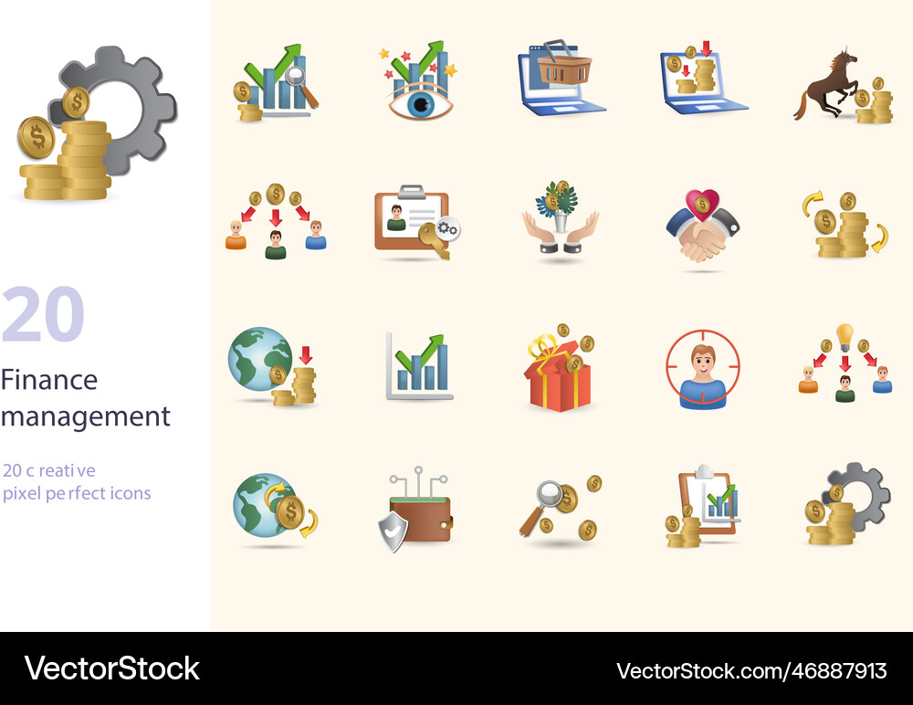Finance management set creative icons market Vector Image