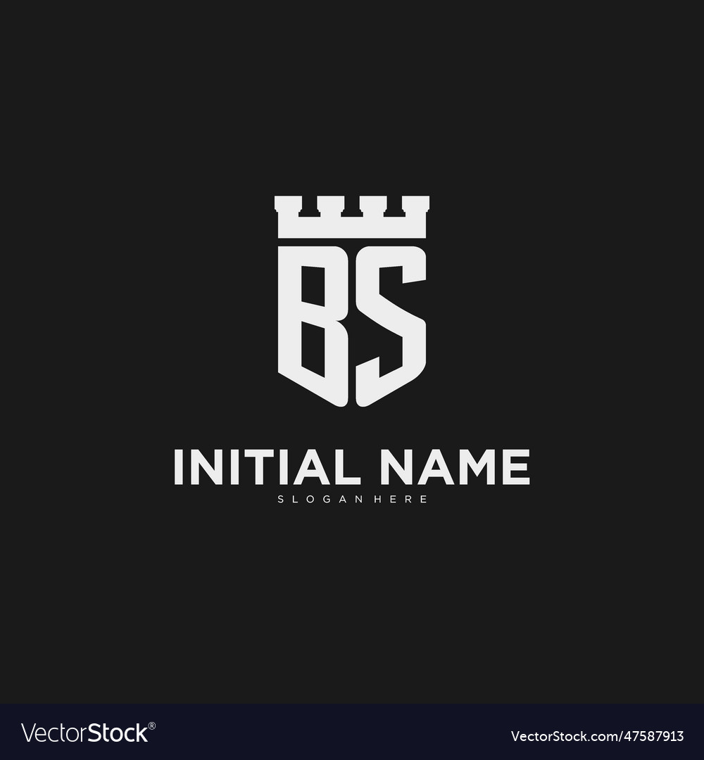 Initials bs logo monogram with shield Royalty Free Vector Initials bs logo monogram with shield Royalty Free Vector