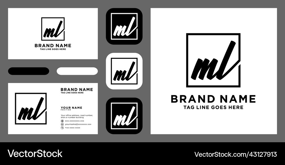 Minimalist abstract letter ml logo this icon Vector Image