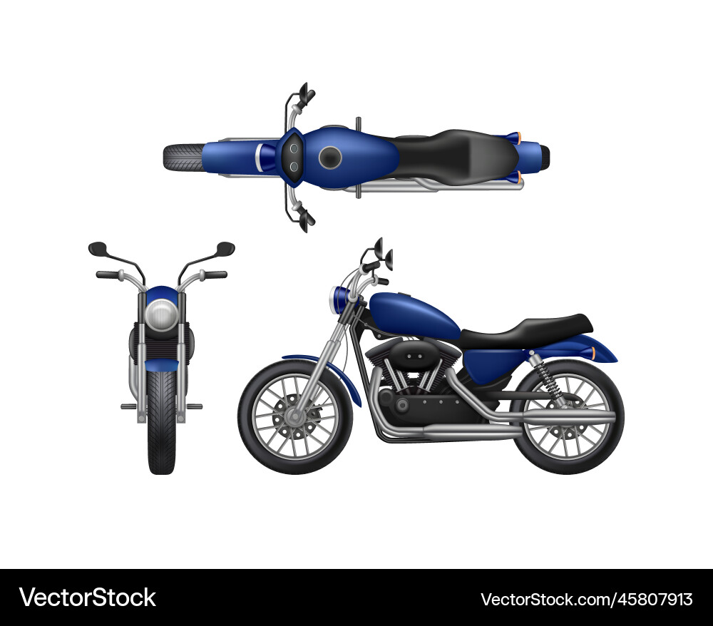 Motorcycle realistic various views of modern Vector Image