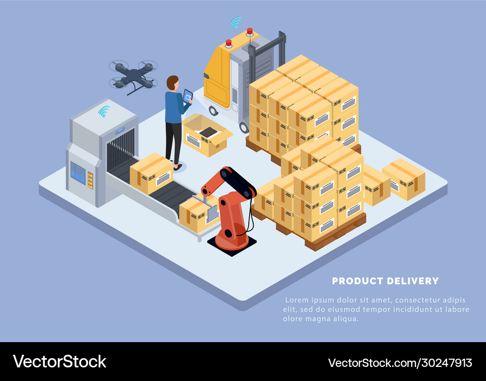 Product delivery factory ship boxes warehouse Vector Image