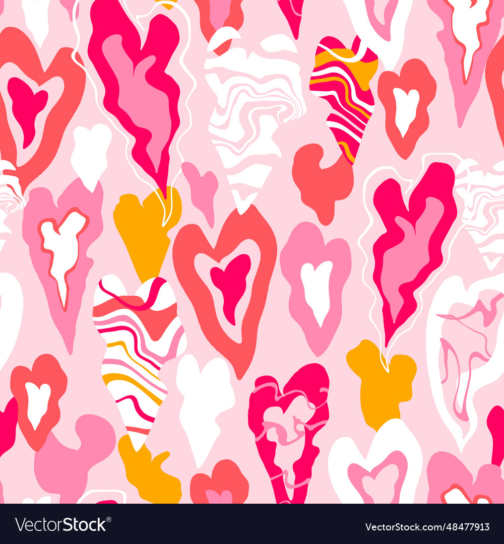 Seamless pattern with pink abstract hand drawn Vector Image