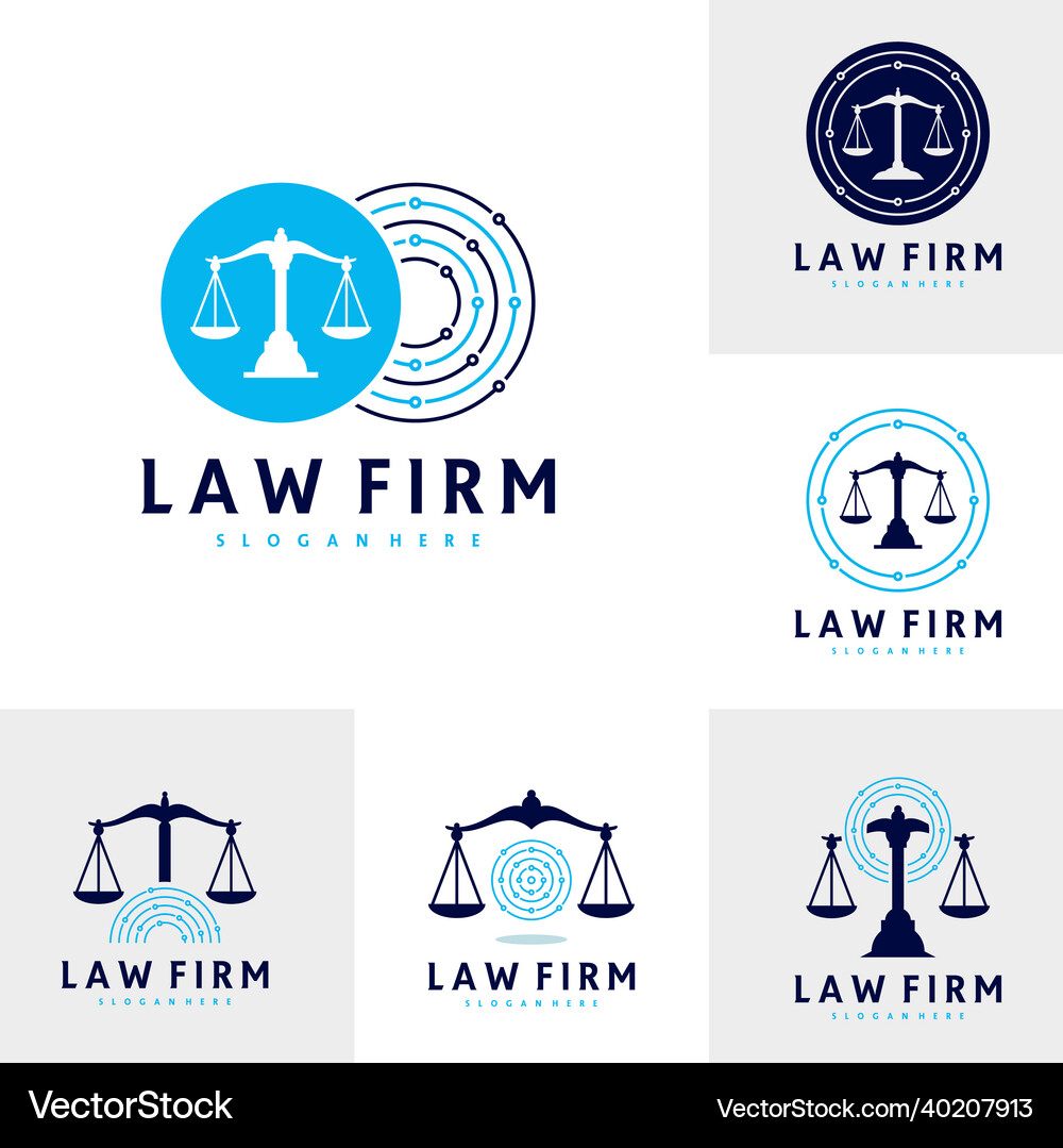 Set of tech justice logo template creative law Vector Image