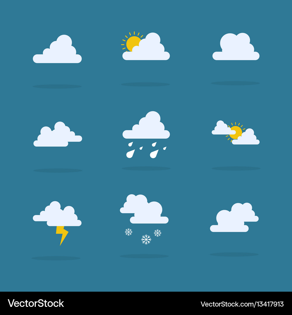 Set of weather flat Royalty Free Vector Image - VectorStock