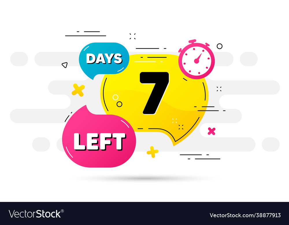Seven days left icon 7 to go Royalty Free Vector Image Seven days left icon 7 to go Royalty Free Vector Image