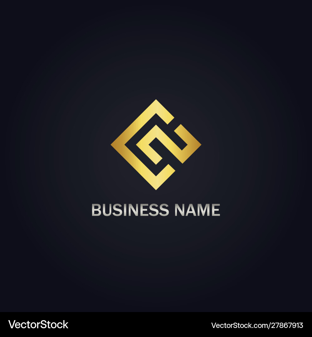 Square line business gold logo Royalty Free Vector Image
