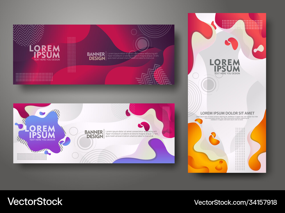 Banner set design template in trendy vibrant Vector Image