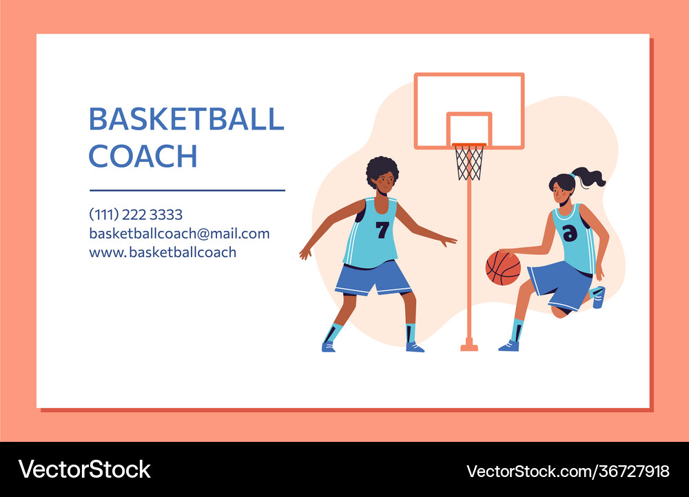 Basketball coach business card design flat Vector Image