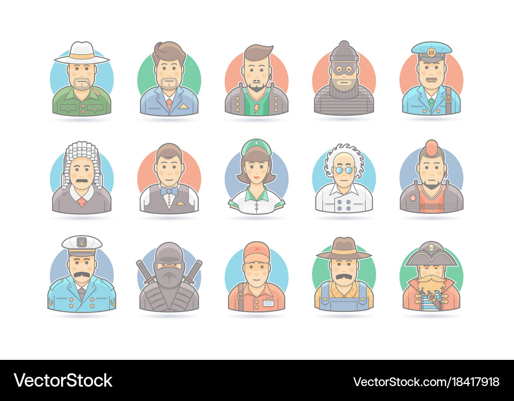 Cartoon people icon set character Royalty Free Vector Image