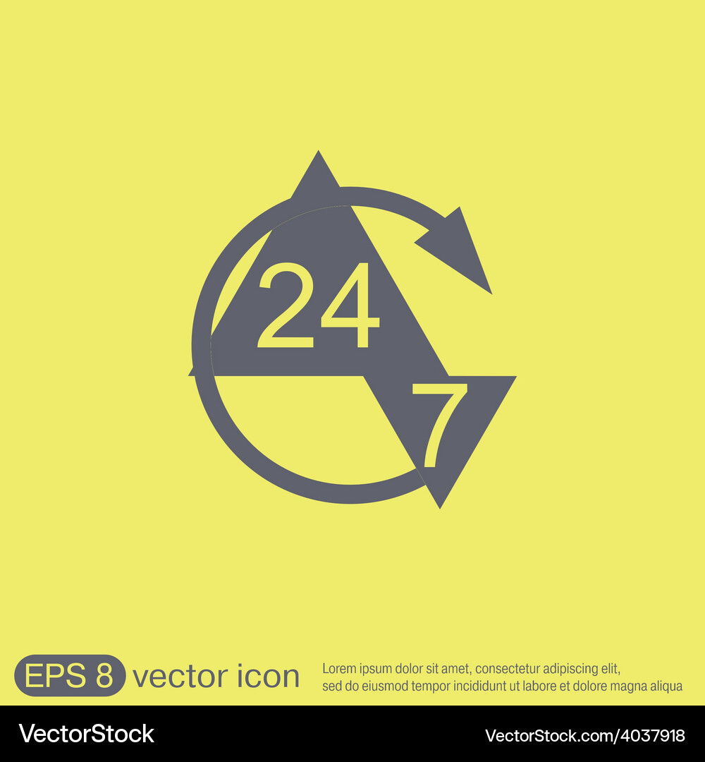 Character 24 7 open 24 hours a day and 7 days Vector Image