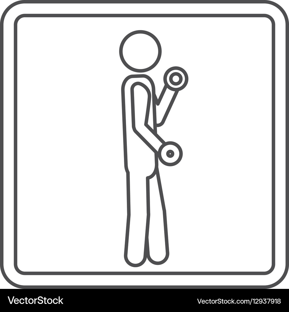 Contour square shape pictograph with man lifting Vector Image