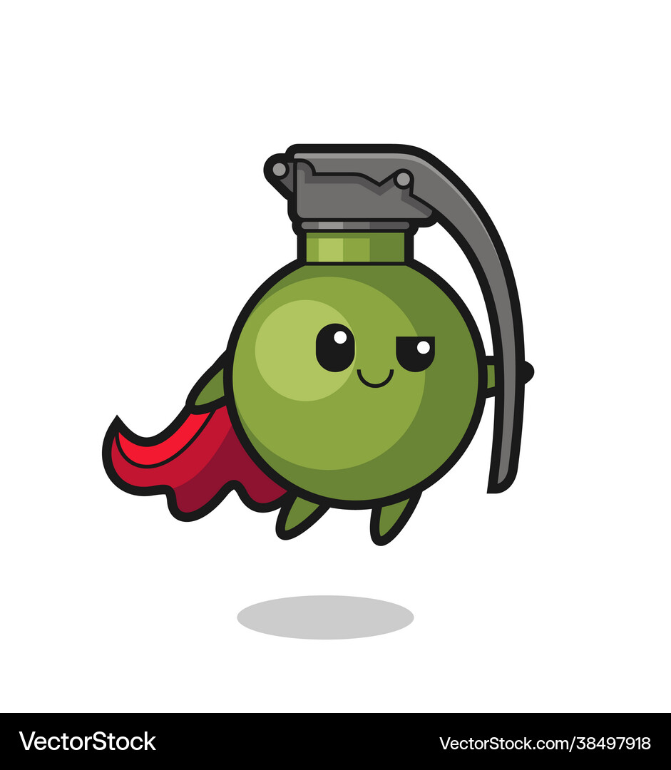 Cute grenade superhero character is flying Vector Image