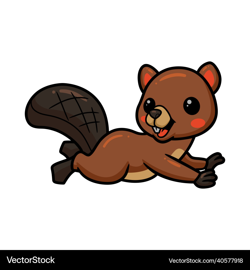 Cute little beaver cartoon jumping Royalty Free Vector Image