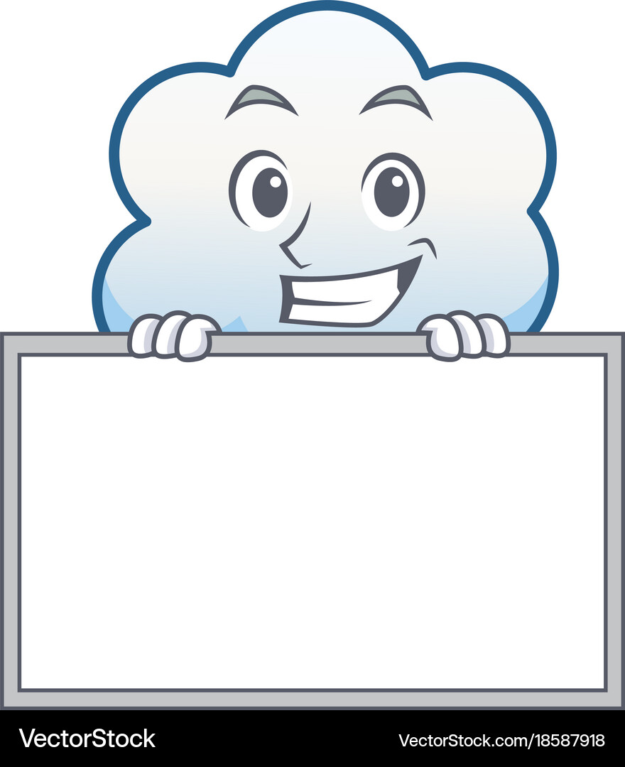 Grinning with board snow cloud character cartoon Vector Image