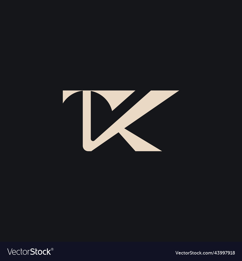 Initial Based Clean And Minimal Letter Tk Kt T K Vector Image