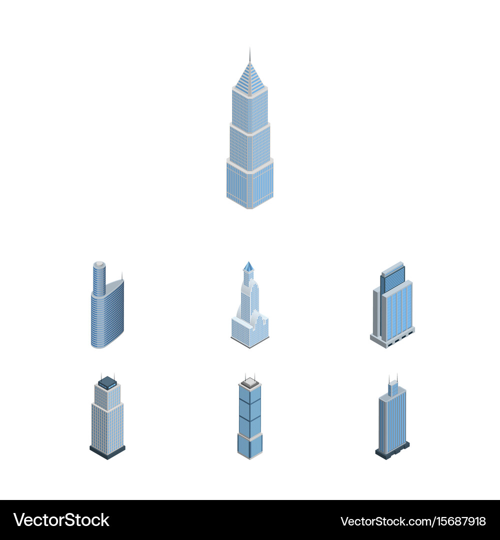 Isometric construction set of tower apartment Vector Image