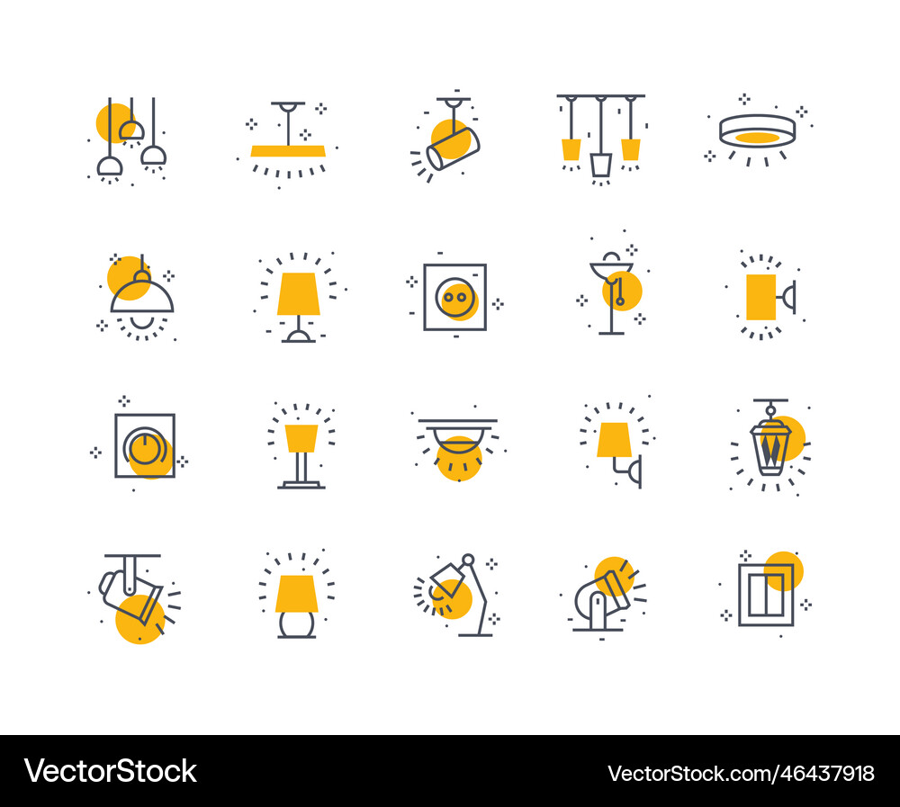 Lamps icons color set Royalty Free Vector Image