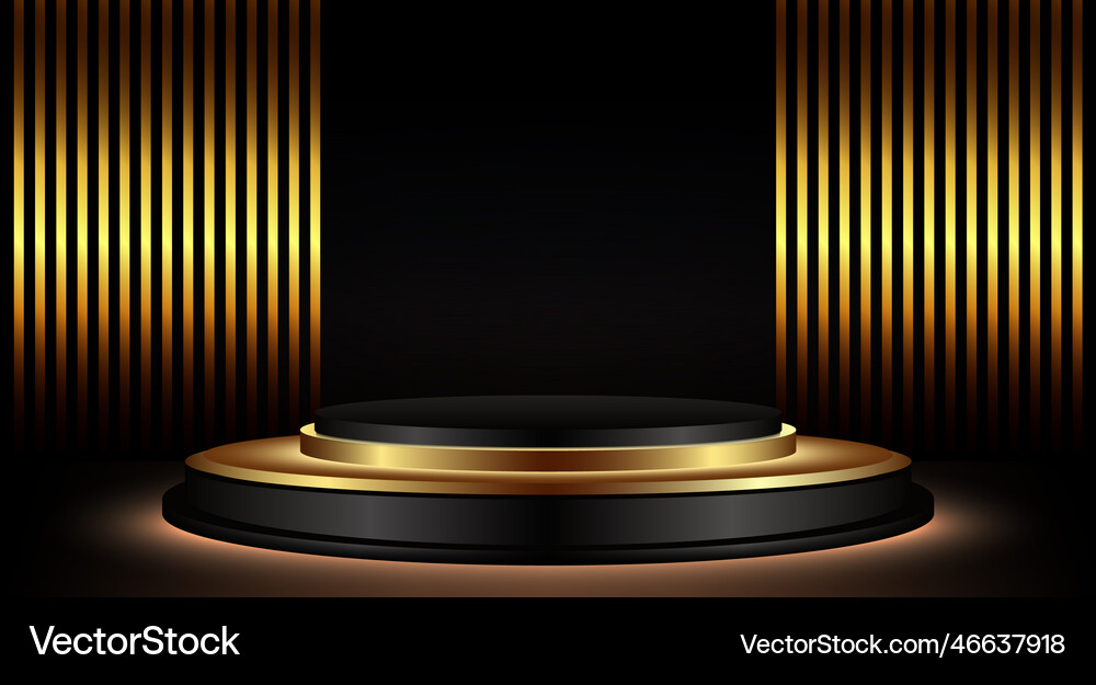 Modern black and gold cylindrical podium Vector Image
