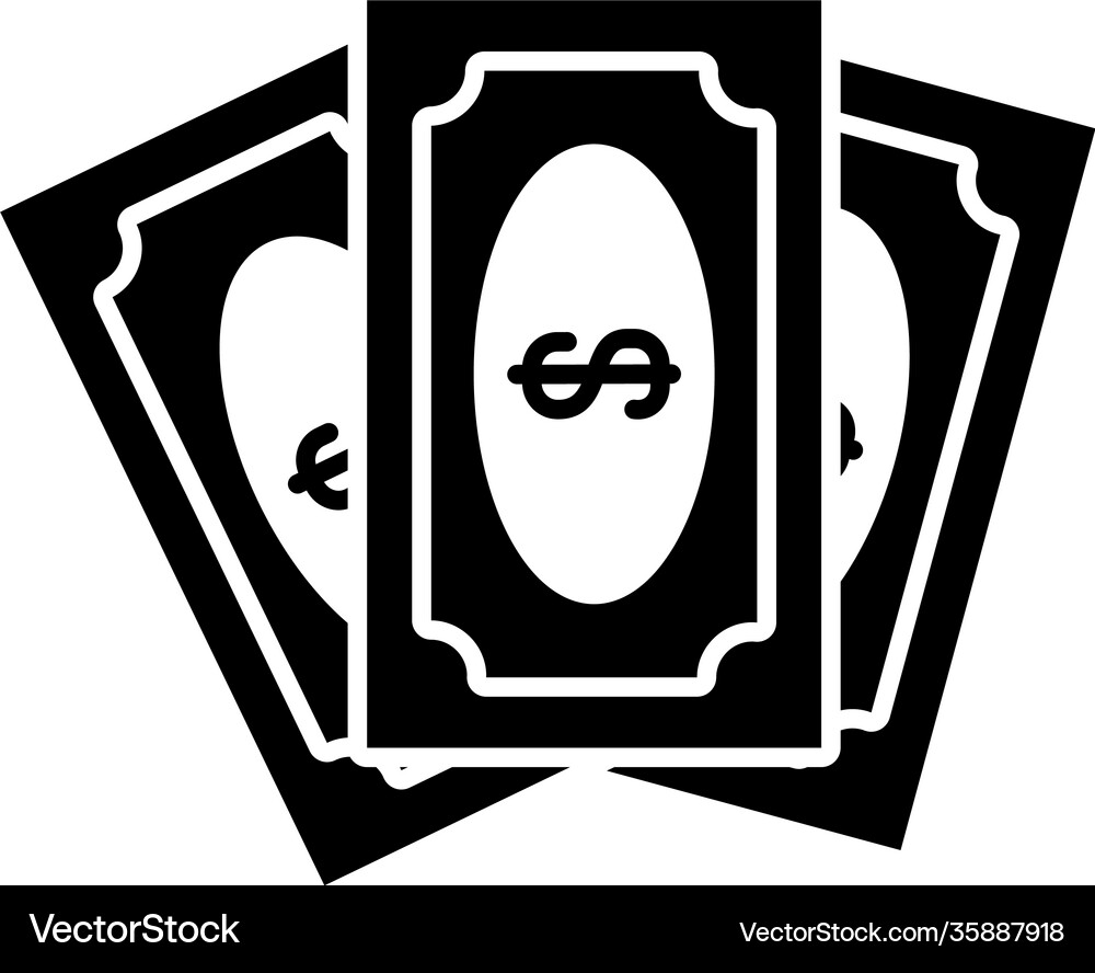Money bills icon silhouette style Royalty Free Vector Image