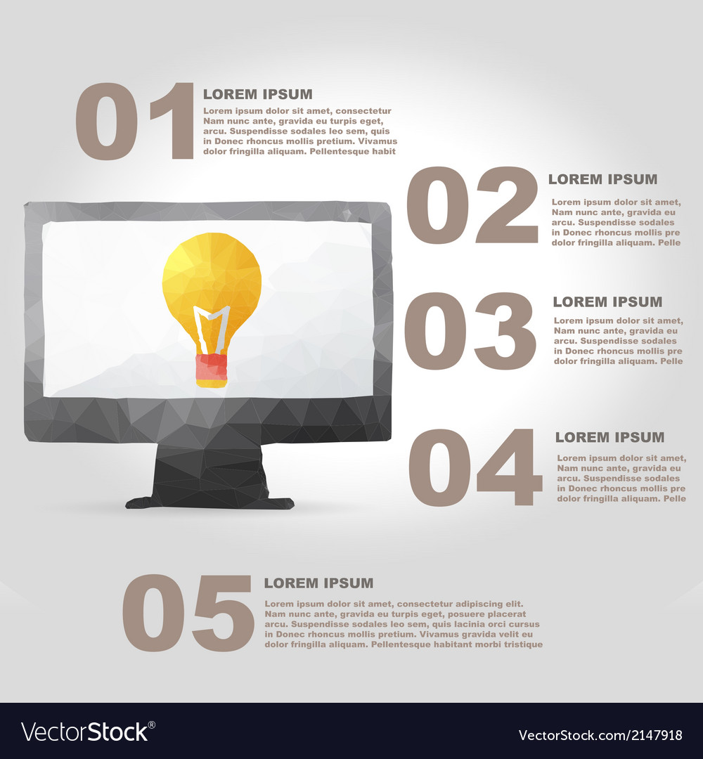 Polygon Computer Infografikelement mit flachem Vektorbild