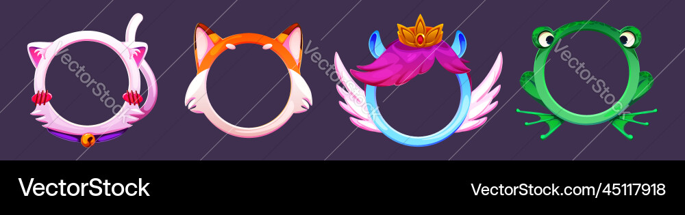 Round game avatars with animal characters design Vector Image