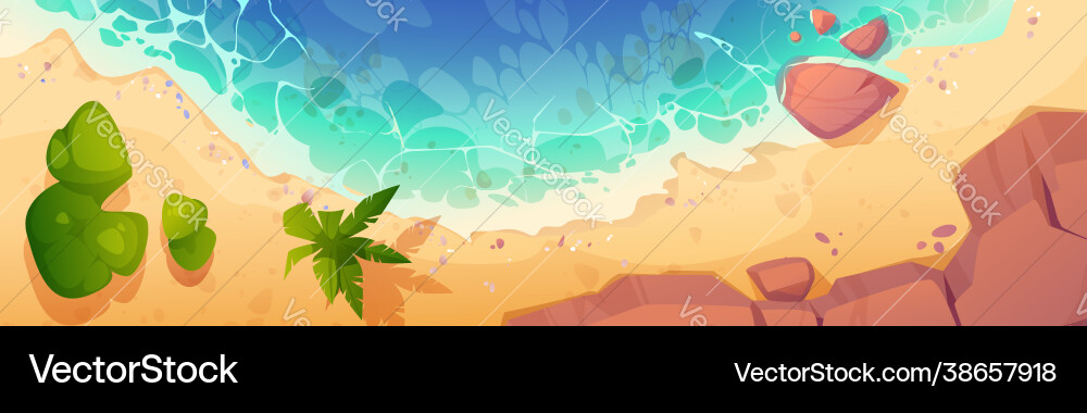 Sea beach top view background ocean coastline Vector Image