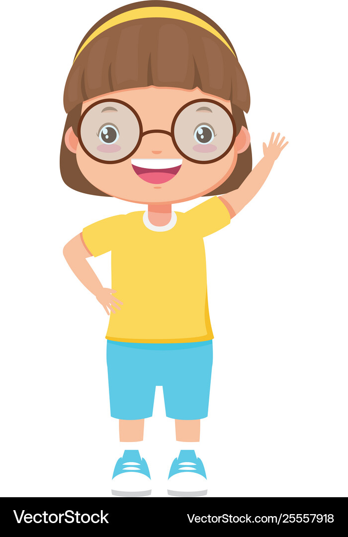Smiling girl waving hand Royalty Free Vector Image