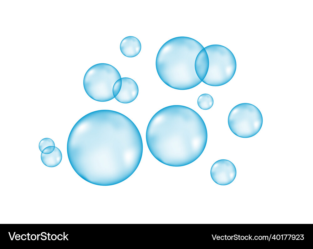 Air water or oxygen blue bubbles on white Vector Image