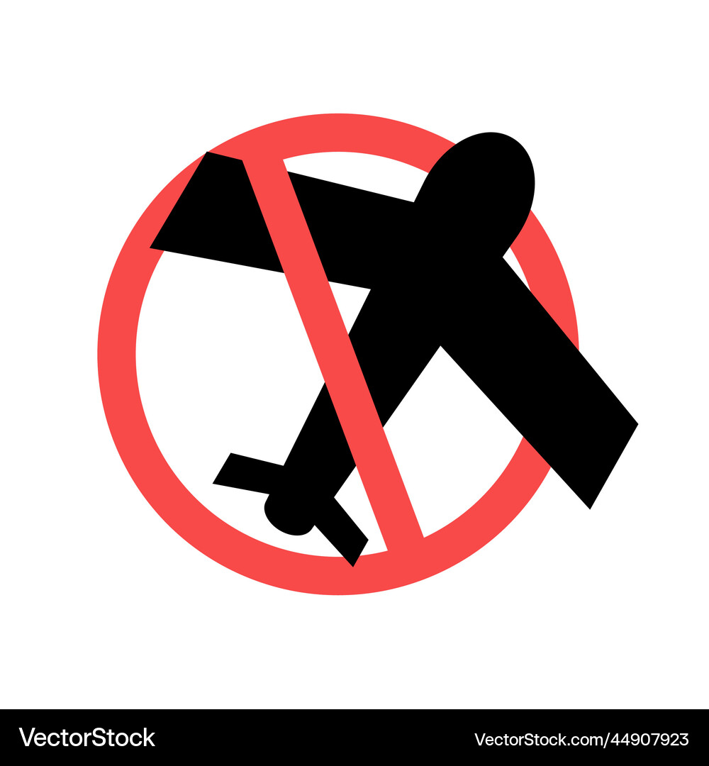 Airplane silhouette and prohibition mark Vector Image