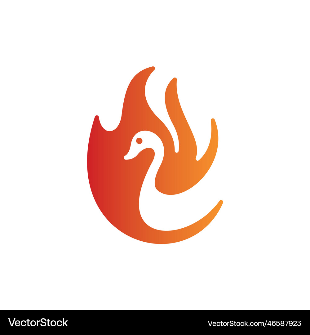 Animal swan fire flame modern logo Royalty Free Vector Image