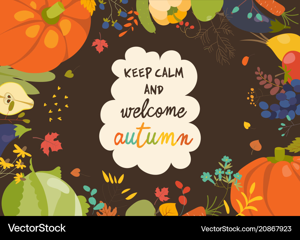 Autumn nature frame fall season with vegetables Vector Image