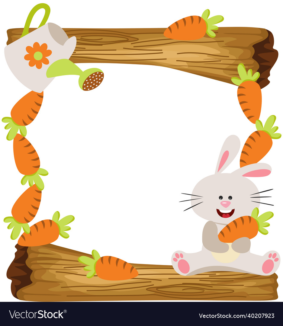 Cute easter frame with bunny and carrots Vector Image