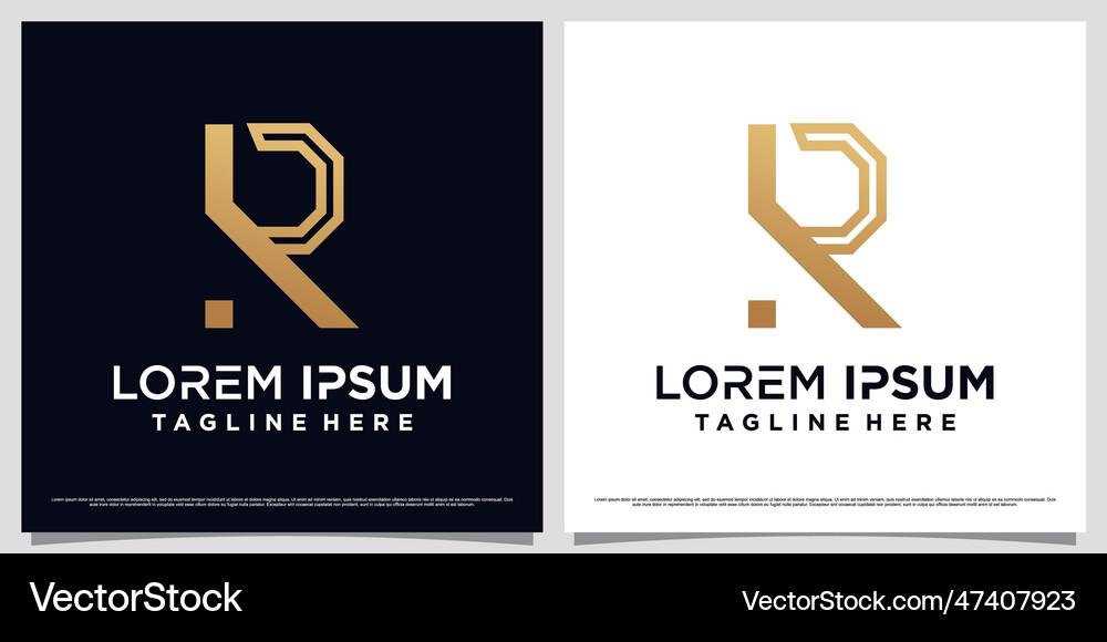 Golden gradient color letter r logo design Vector Image
