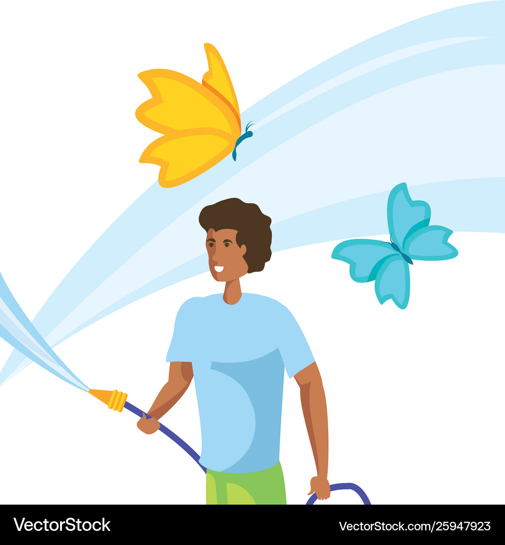 Isolated man cartoon cleaning design Royalty Free Vector