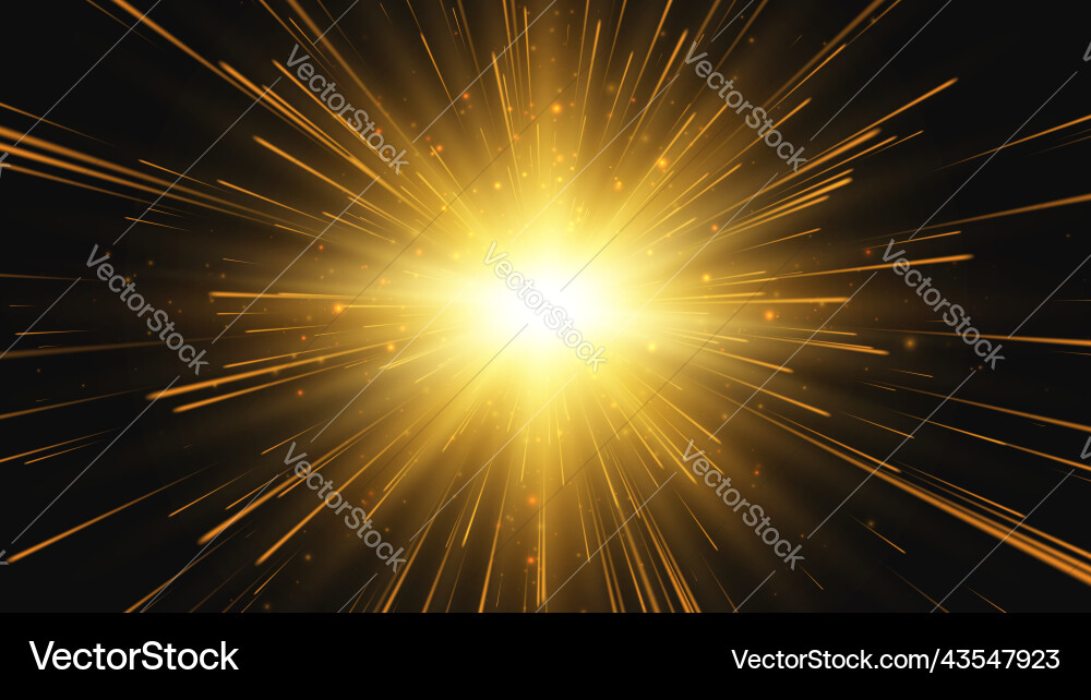 Light effect star burst gold glitter star or sun Vector Image
