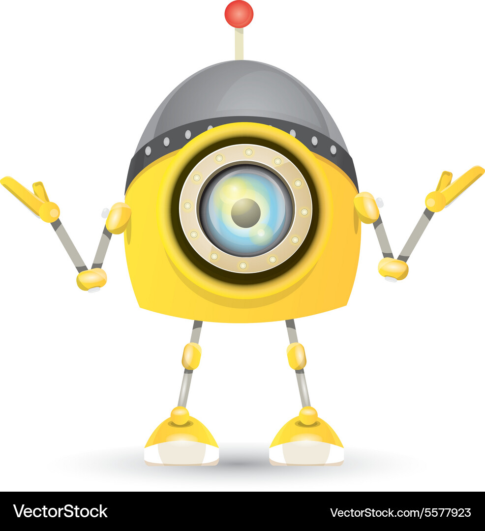 Orange cartoon robot isolated on white Royalty Free Vector