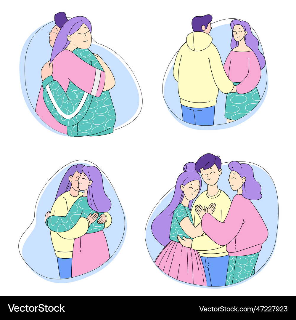 People characters comforting touching and hugging Vector Image