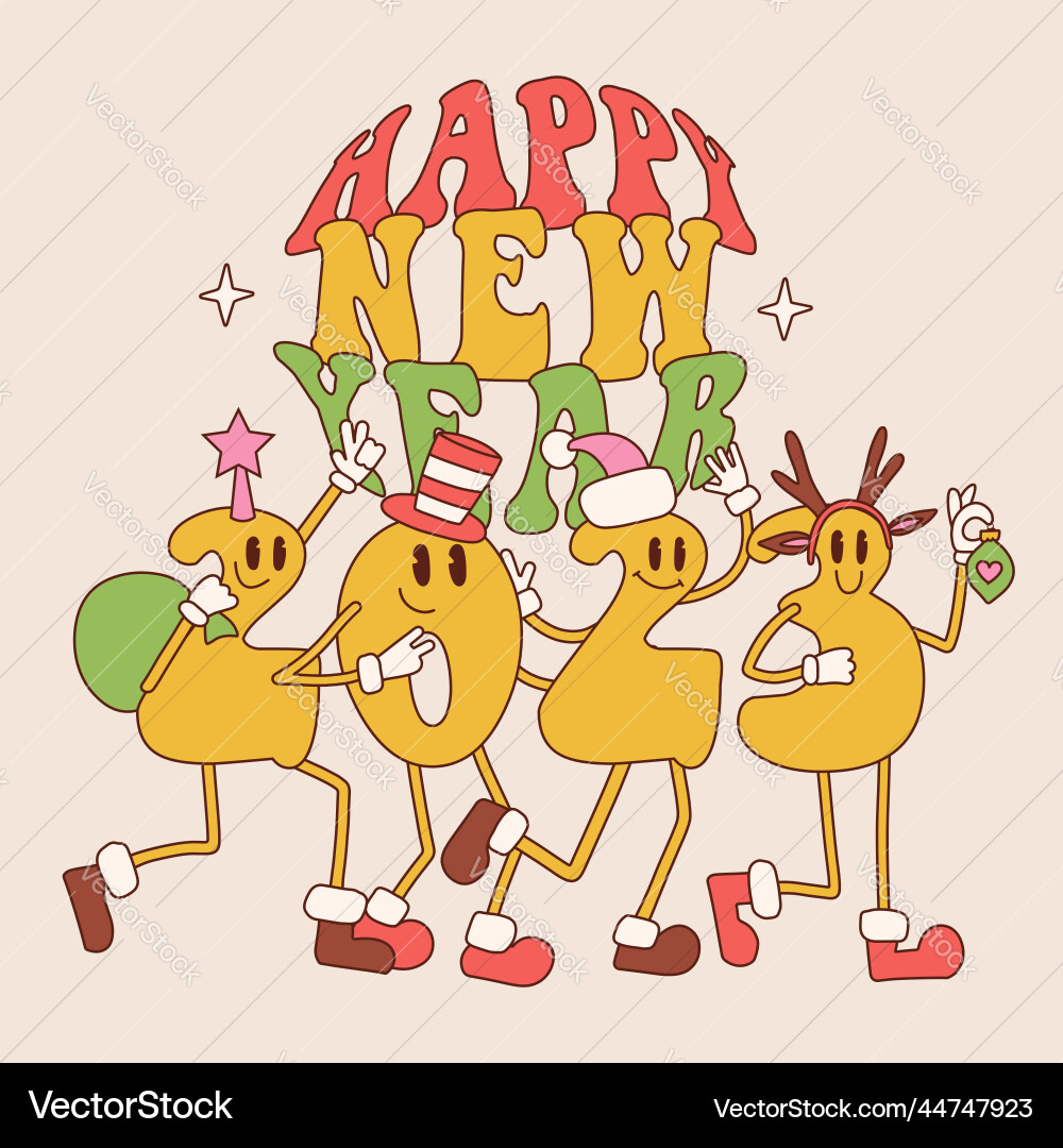 Retro Festive New Year Numbers Royalty Free Vector Image