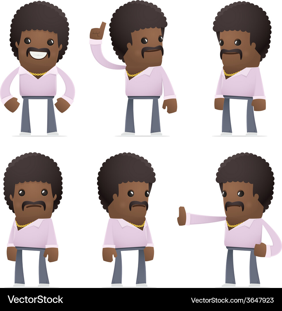 Set of disco man character in different poses Vector Image